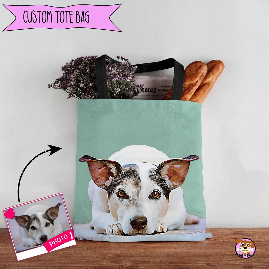 Custom Dog Tote Bag With Photo of Your Dog on a Pastel Background ...
