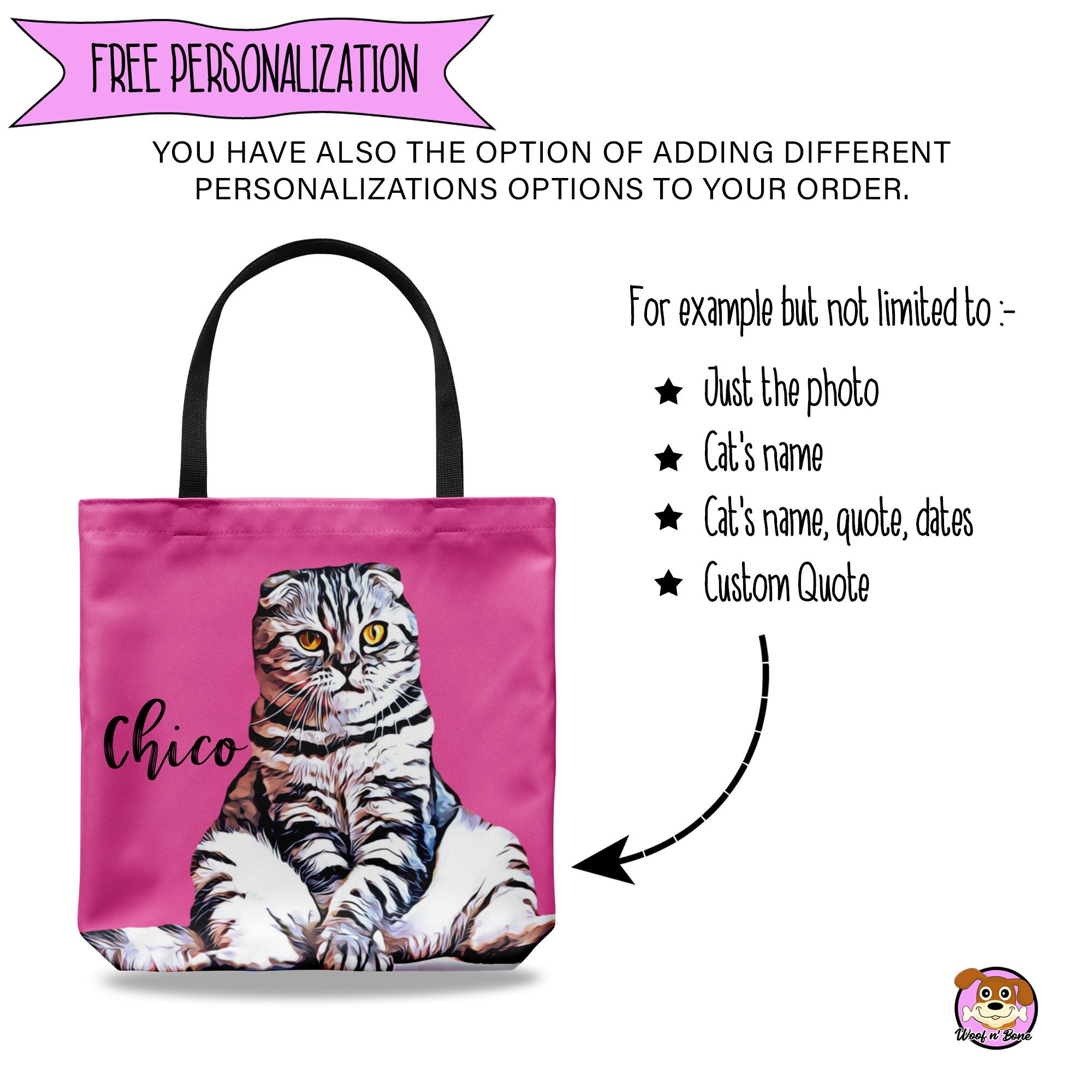 Custom Cat Tote Bag Personalized With Photo of Your Cat in a | Etsy
