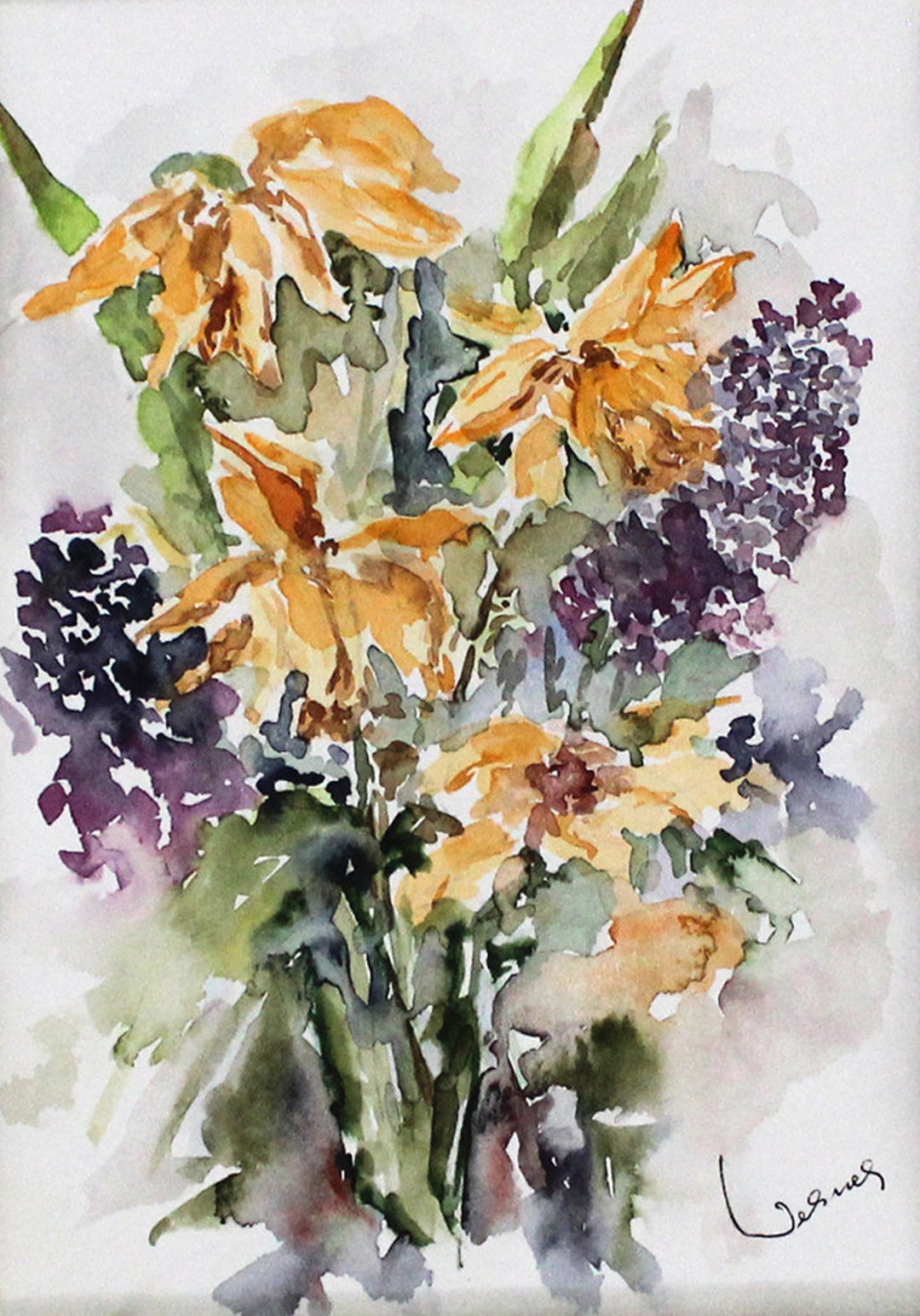 Watercolour, Bouquet of Flowers, Original, Painting, Picture, Realism ...