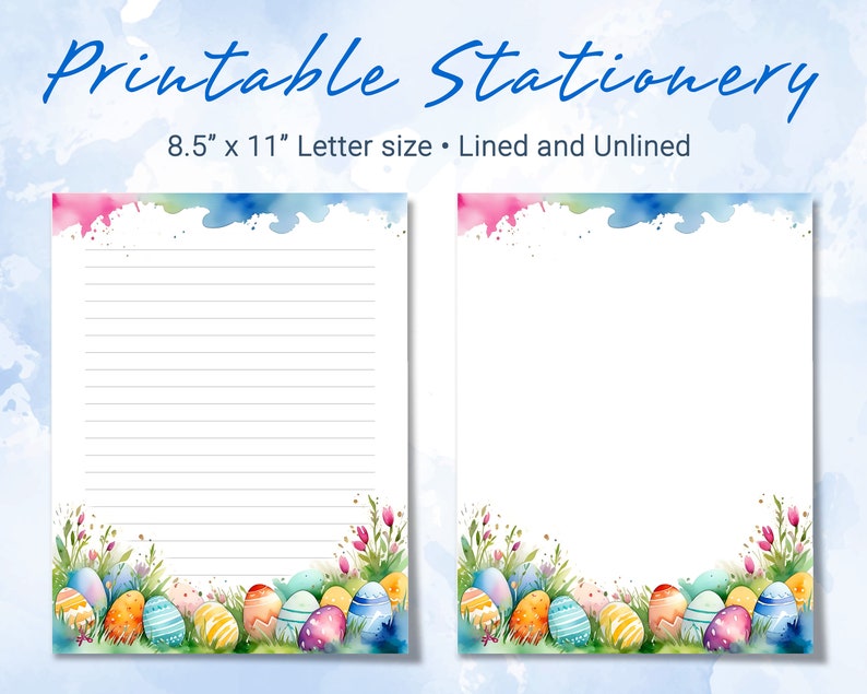 Printable Stationery Paper With an Easter Background, Happy Easter ...