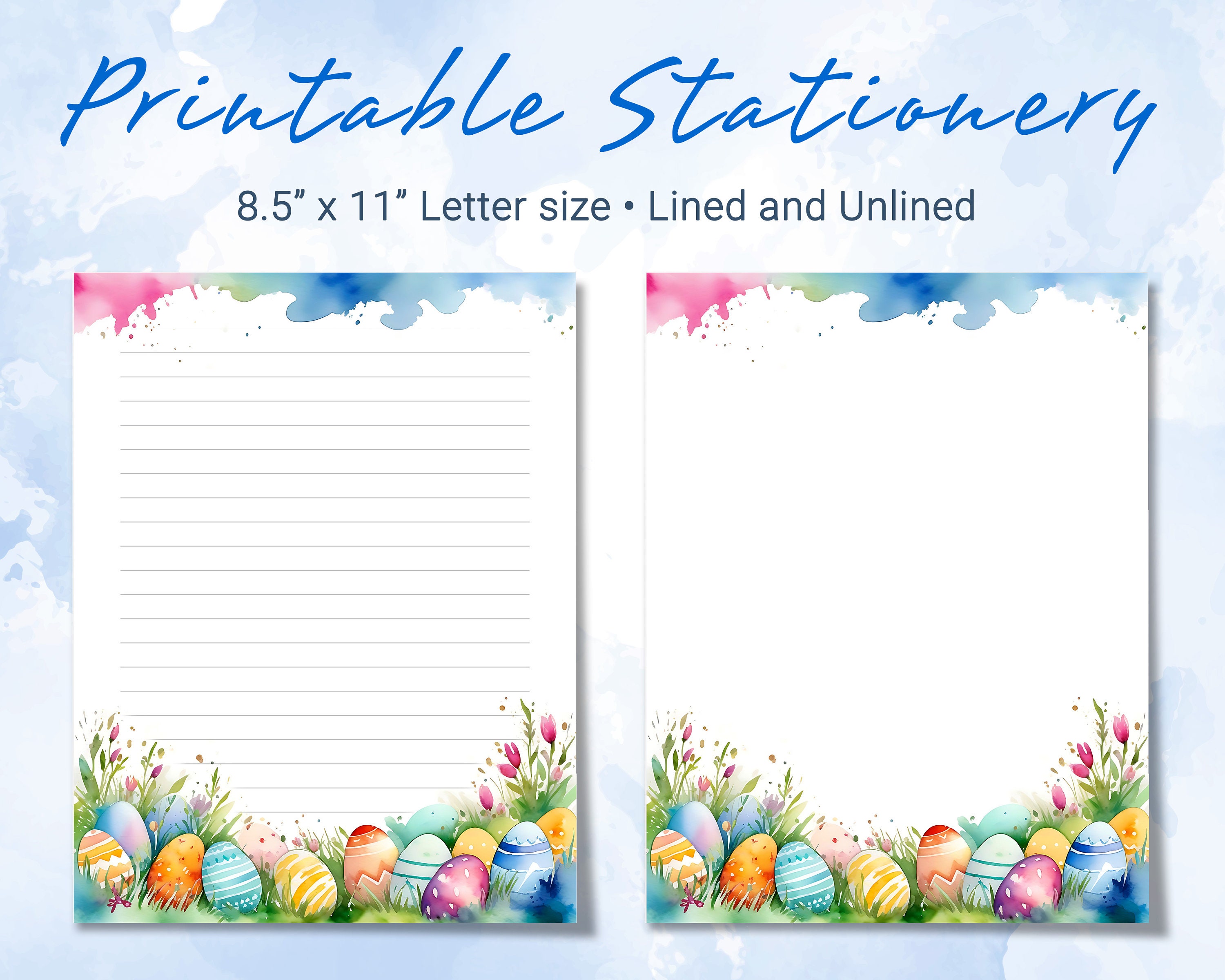 Printable Stationery Paper With an Easter Background, Happy Easter ...