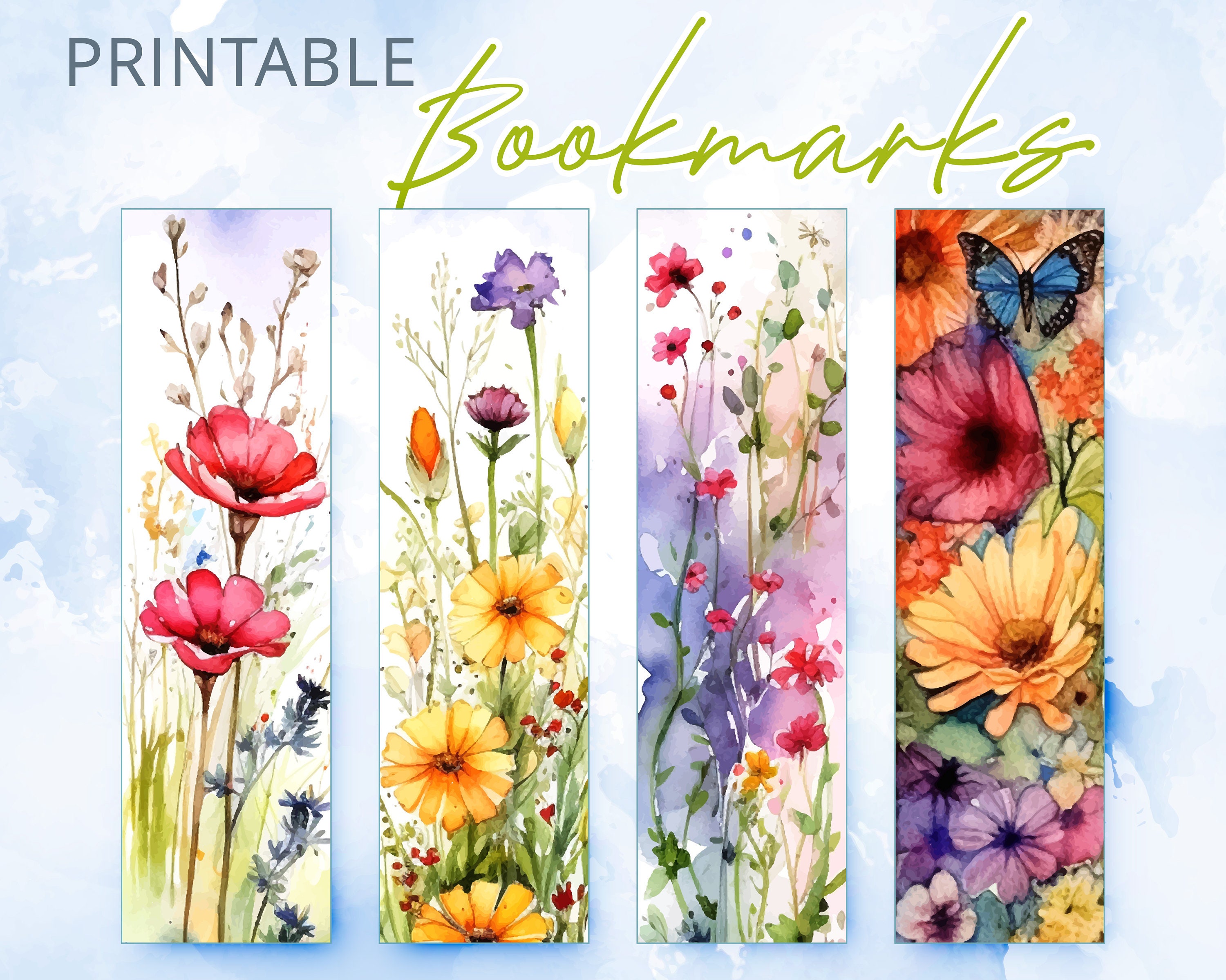 Printable Floral Bookmarks, Botanical Bookmarks for Books With ...