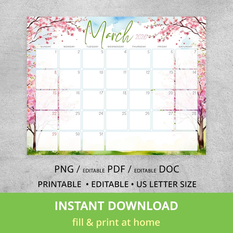 Spring 2026 Calendar - Etsy