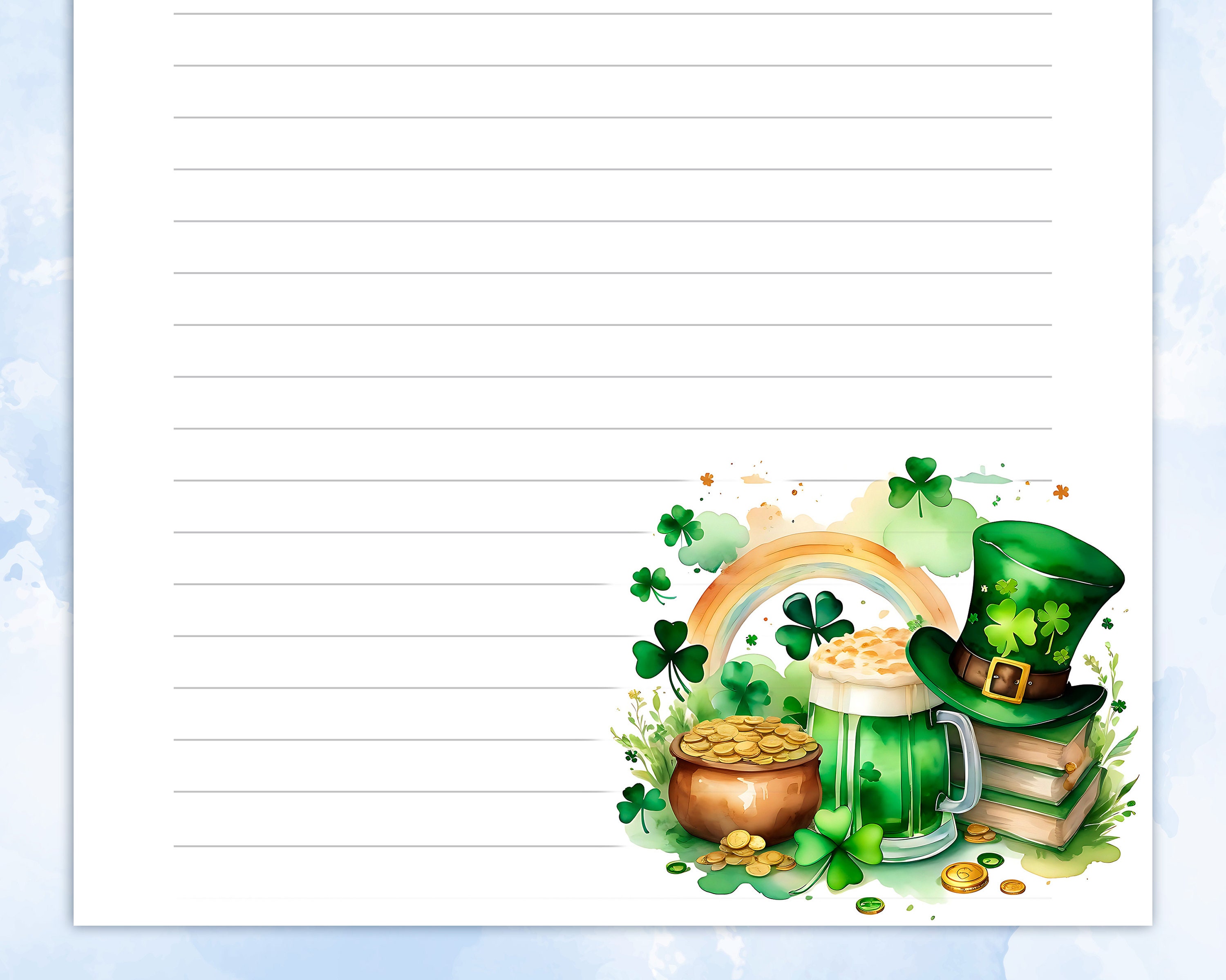 Printable Stationery Paper With St. Patrick's Day, Printable Writing ...