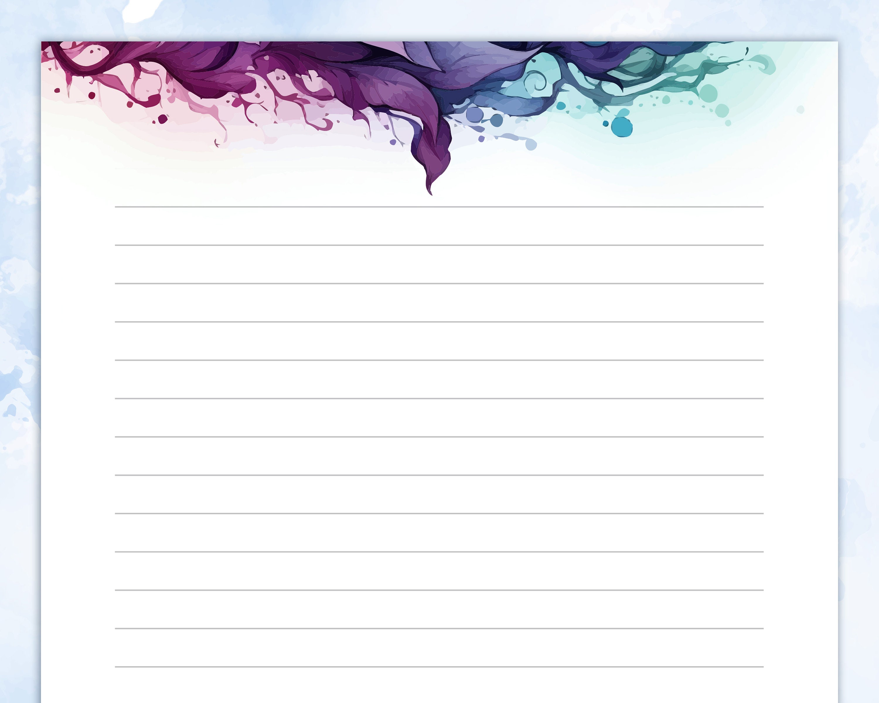 Printable Stationery Paper With Rainbow Flowers Printable - Etsy