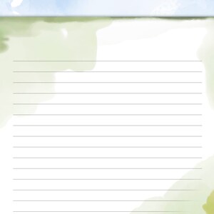 Printable Stationery Lined Paper With Mountain View Watercolor ...