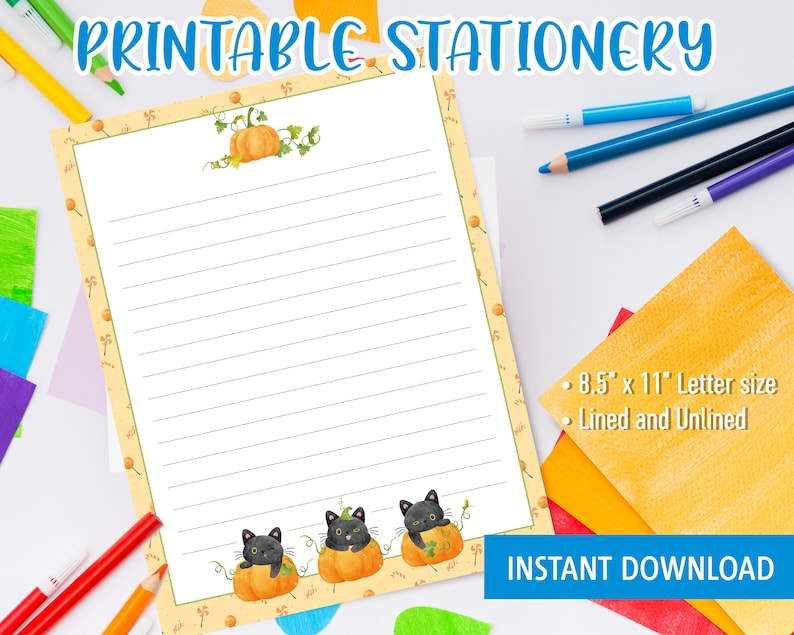 Cute Halloween Stationery Printable for Kids, Printable Letter Writing ...