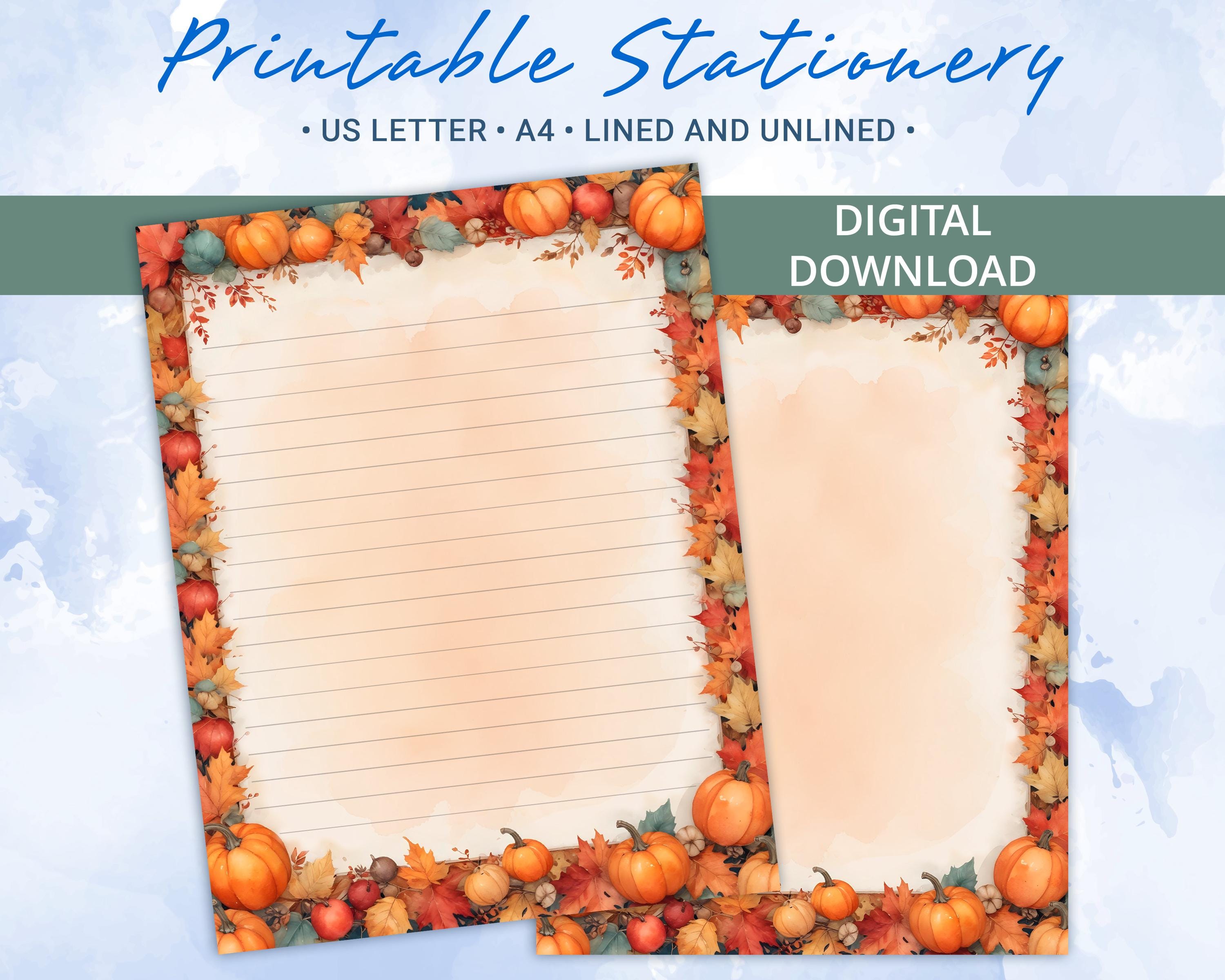 Thanksgiving Printable Stationery: Lined Writing Paper - Etsy