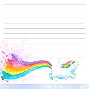 Unicorn Printable Stationery Lined Paper, Printable Writing Paper With ...