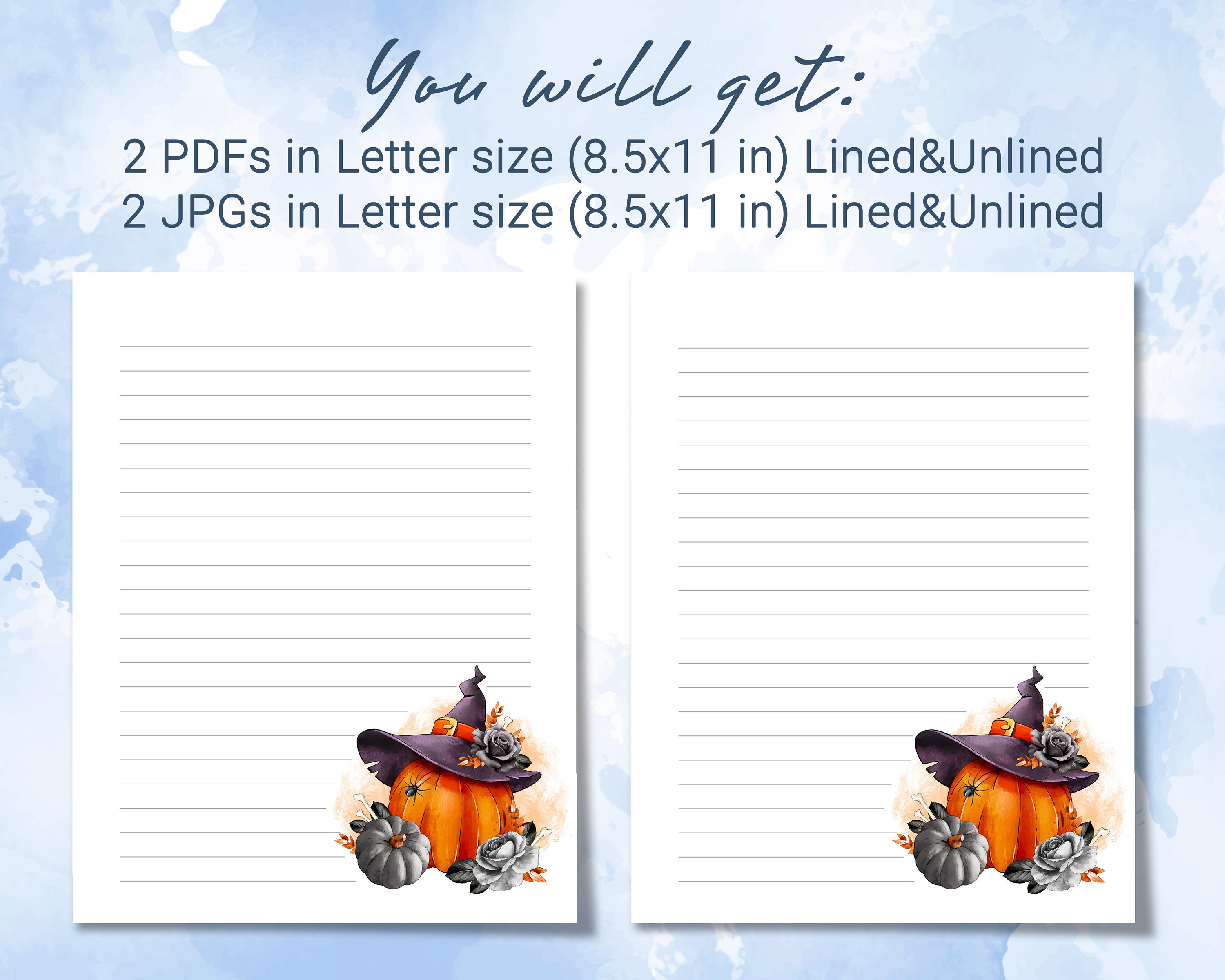 Halloween Printable Stationery, Printable Writing Paper With Watercolor ...