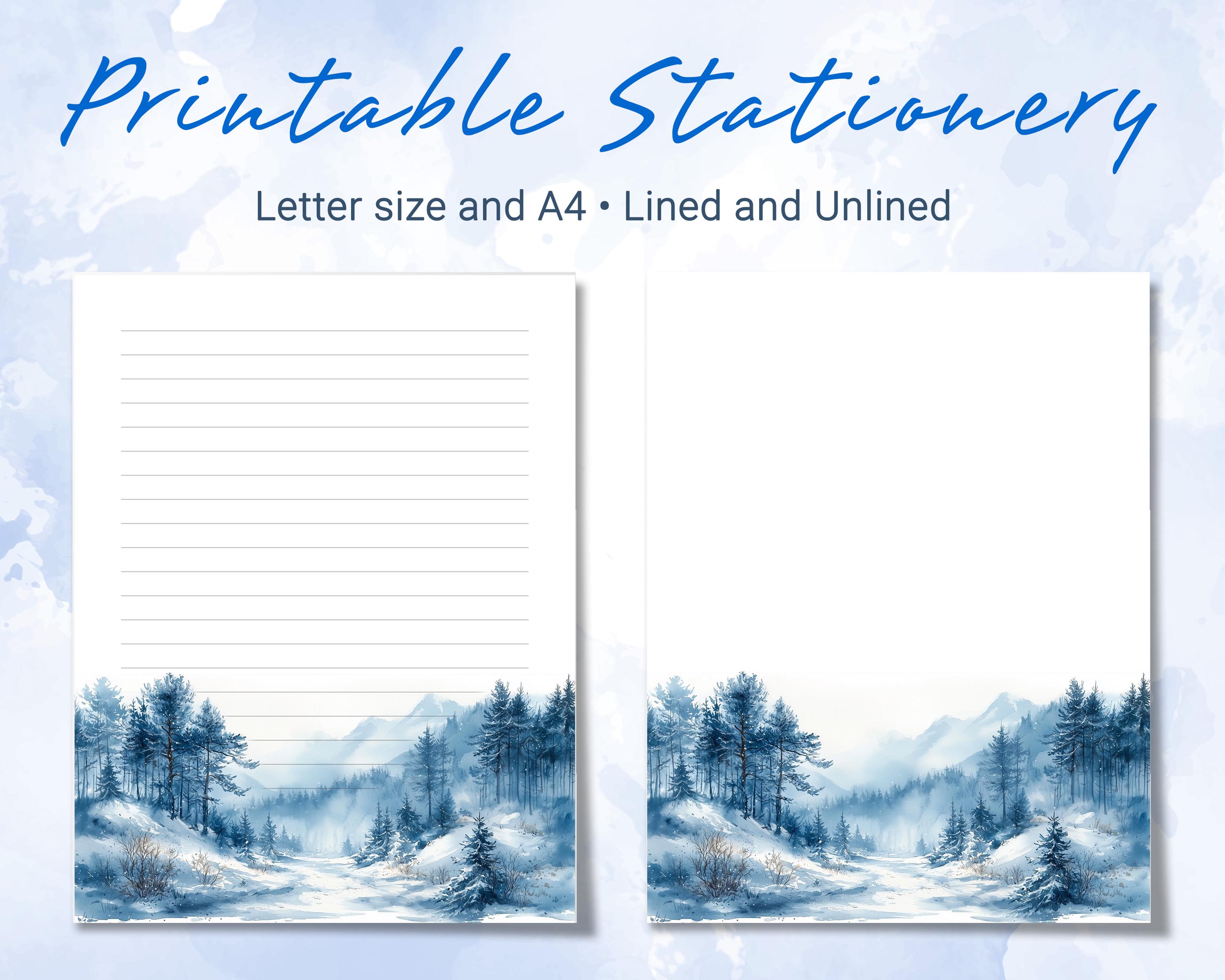 Winter Landscape Printable Stationery: Lined Writing Paper - Etsy
