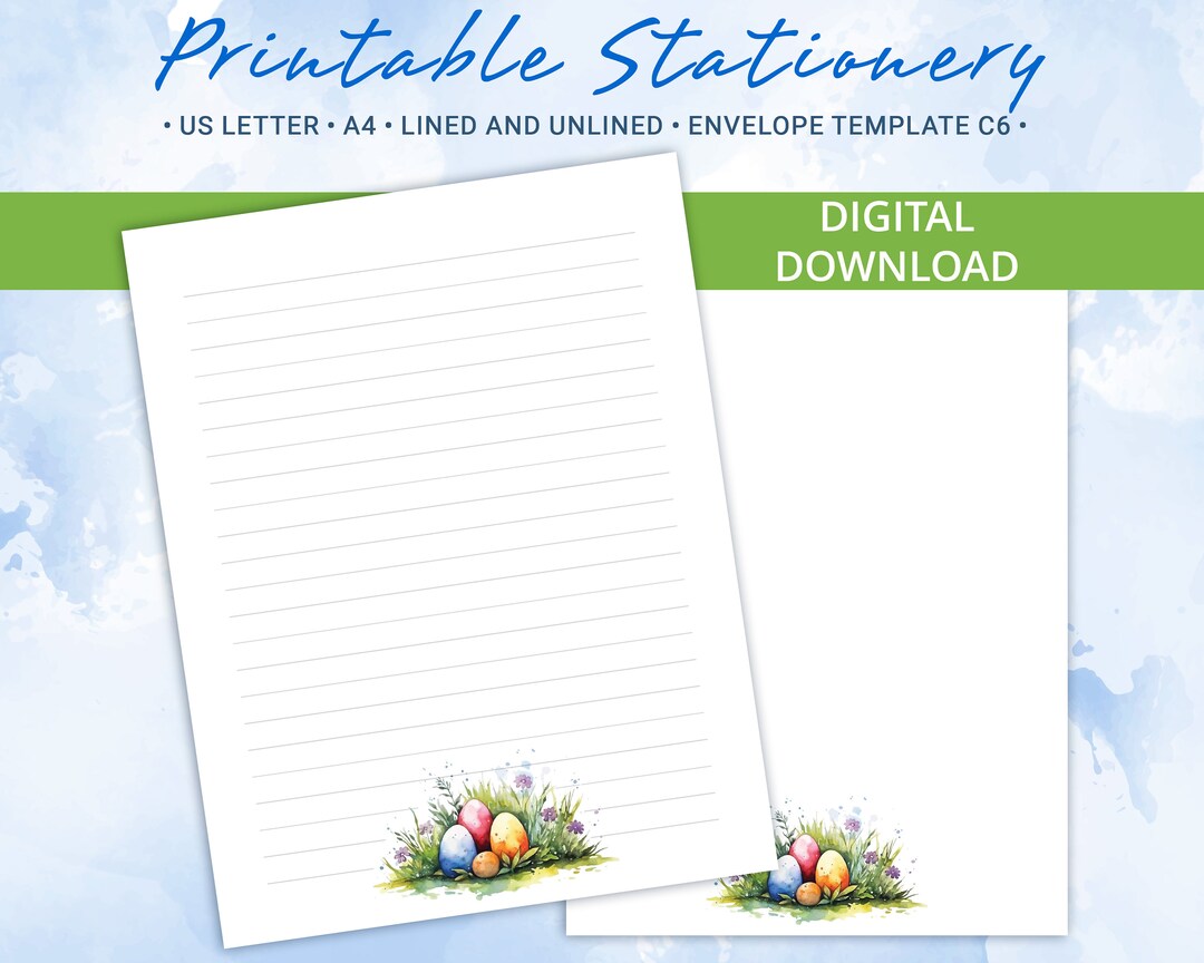 Printable Stationery Paper With an Easter Background, Happy Easter ...