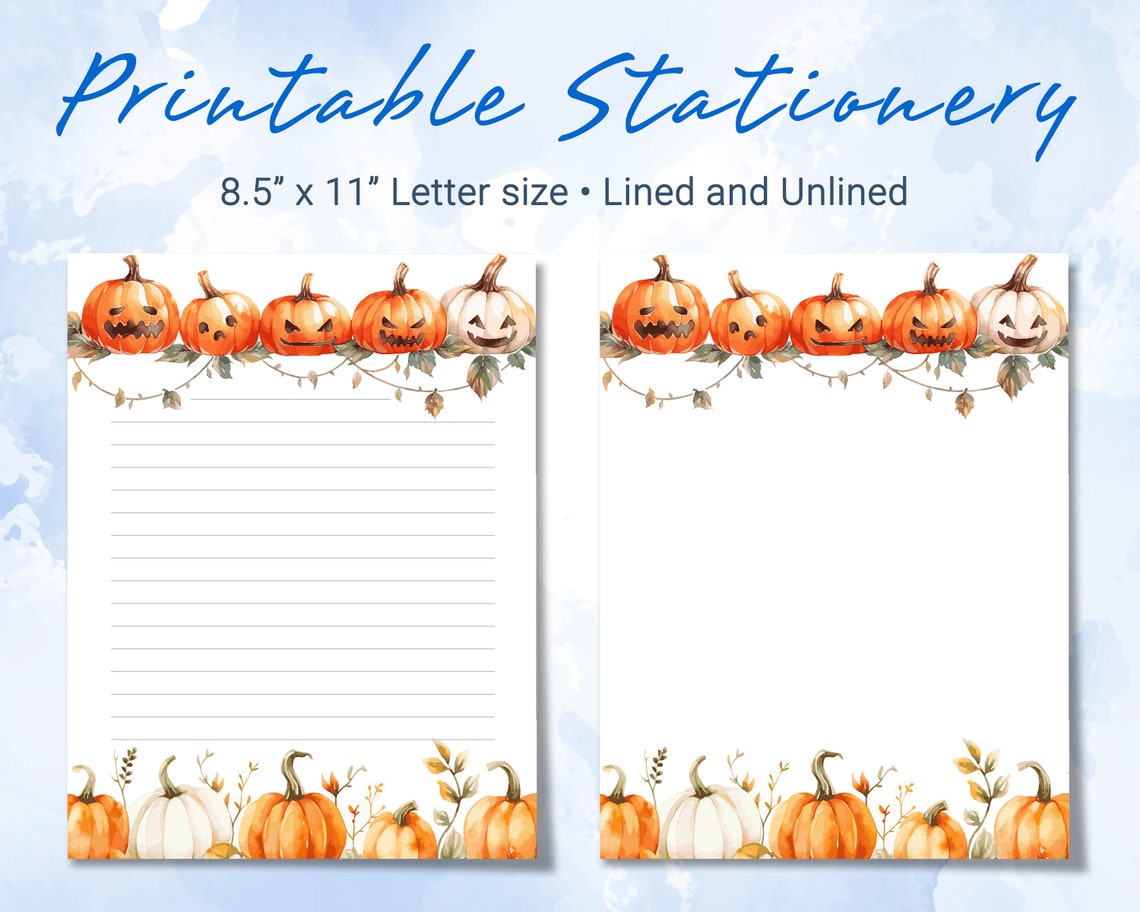 Halloween Printable Stationery, Printable Writing Paper With Autumn ...