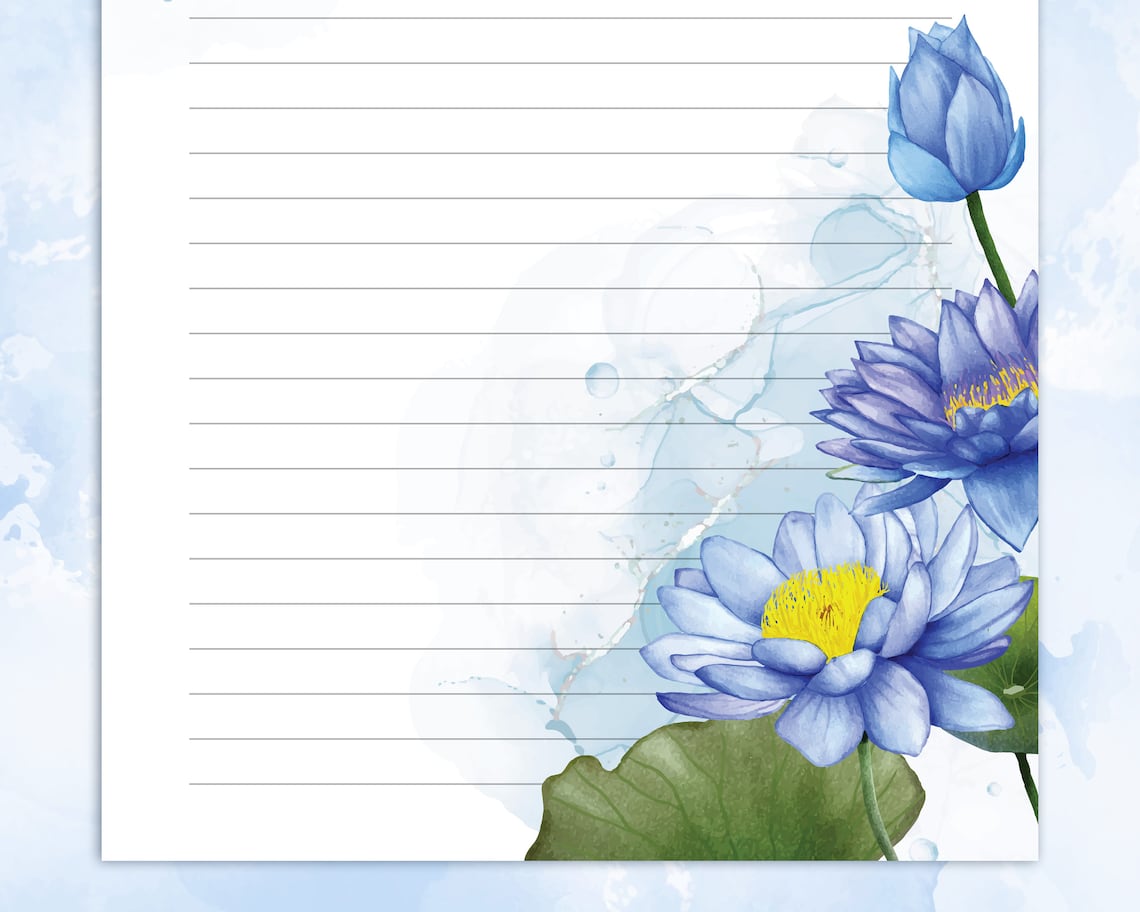 Floral Printable Stationery, Printable Writing Paper With Watercolor ...