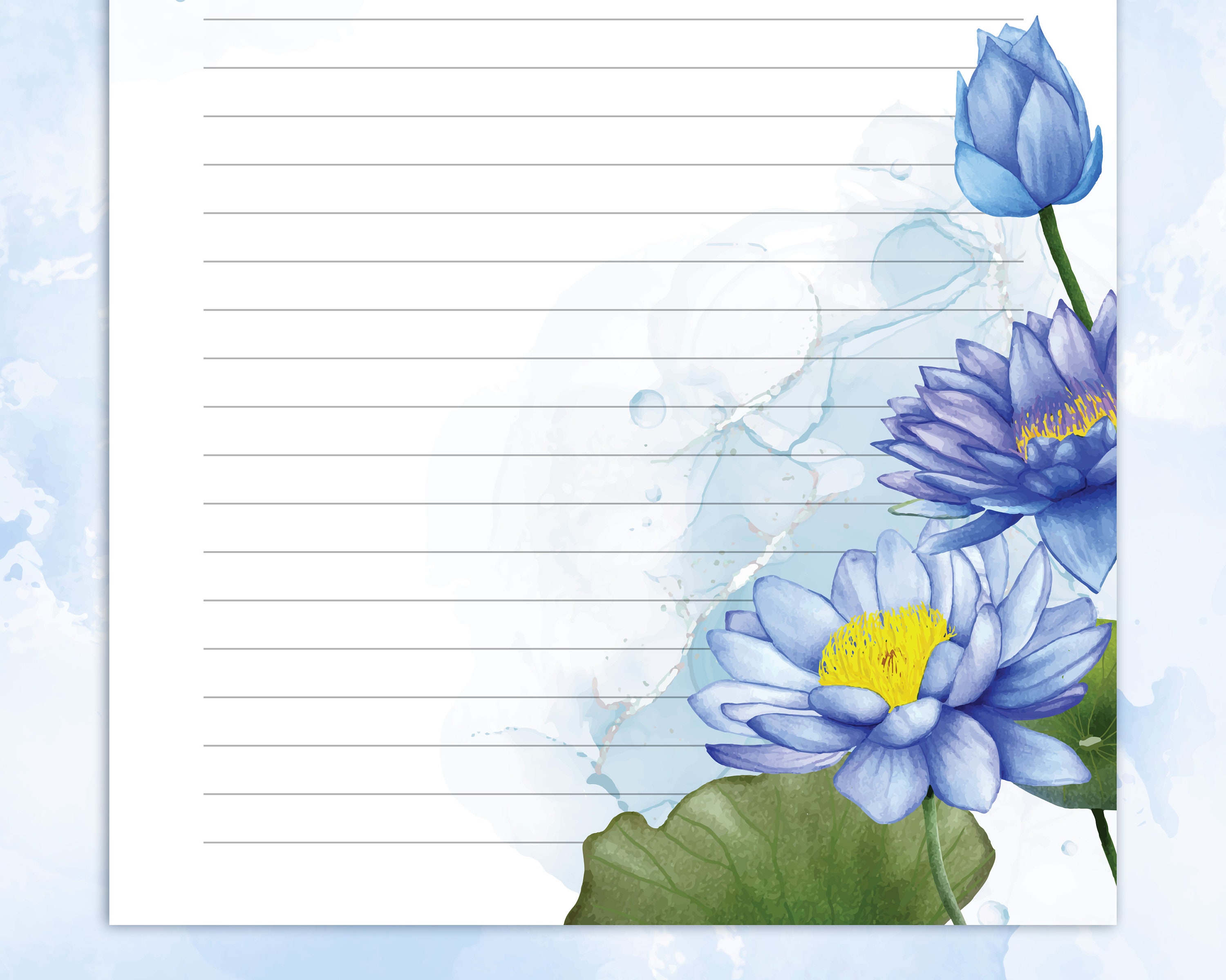 Floral Printable Stationery, Printable Writing Paper With Watercolor ...