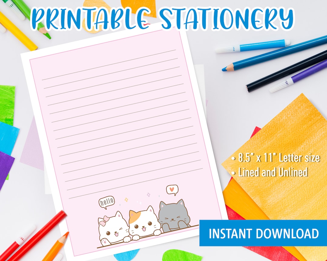 Kawaii Stationery Printable for Kids, Printable Letter Writing With ...