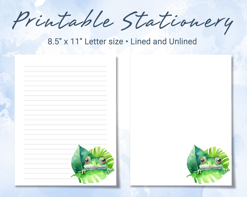Printable Stationery Lined Paper, Printable Writing Paper With Frog in ...