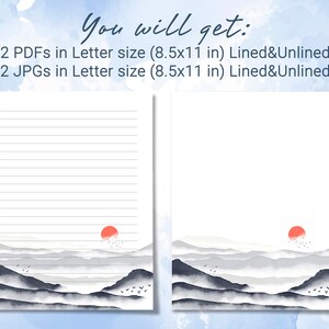 Printable Stationery Lined Paper With Mountains Background, Printable ...