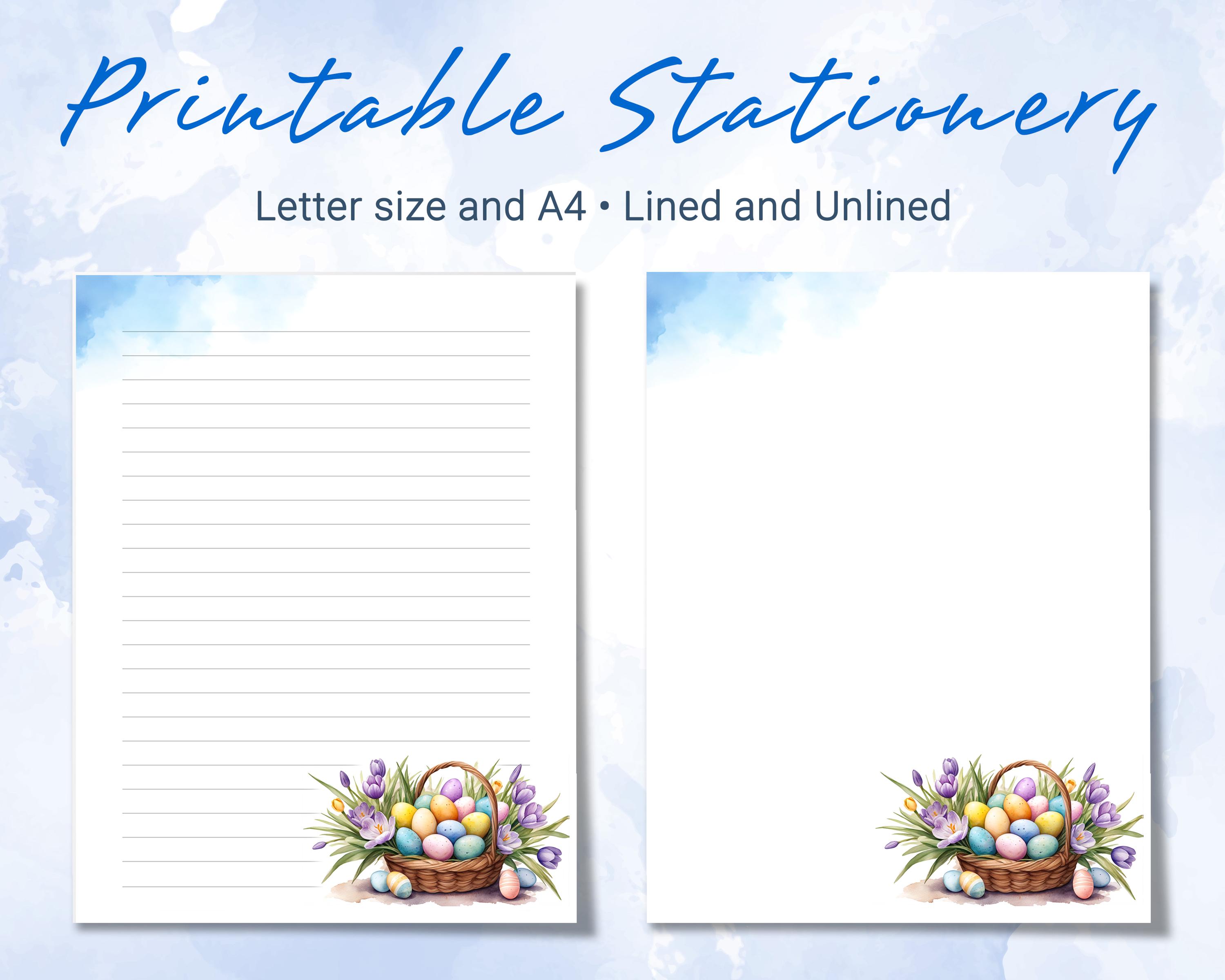 Printable Stationery Paper With an Easter Background, Happy Easter ...