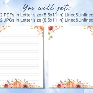 Pumpkin Printable Stationery, Printable Writing Paper in Autumn ...
