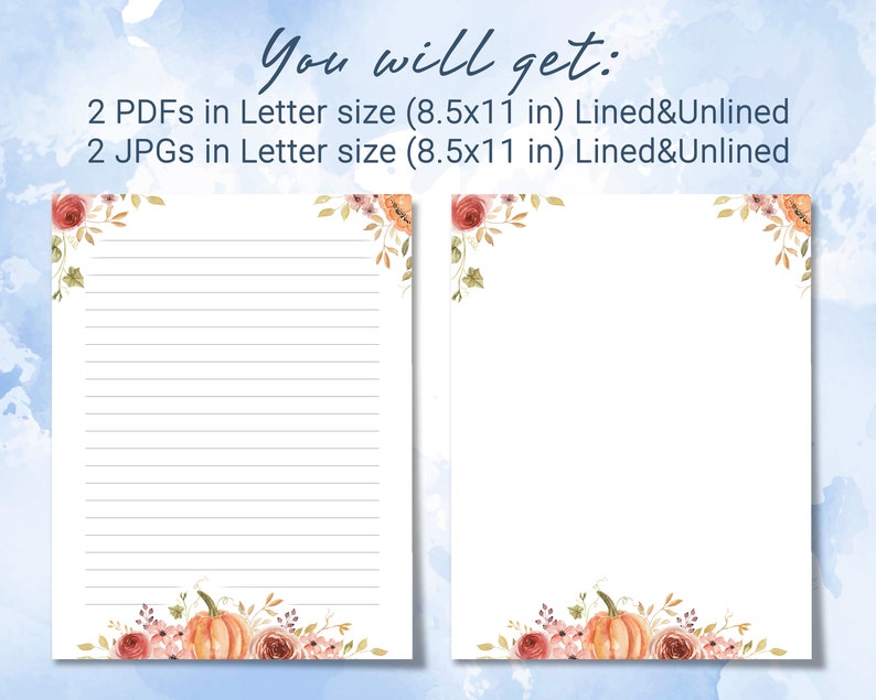 Pumpkin Printable Stationery, Printable Writing Paper in Autumn ...