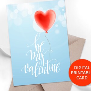 Printable Valentines Day Card Greeting Card With Heart Shape - Etsy