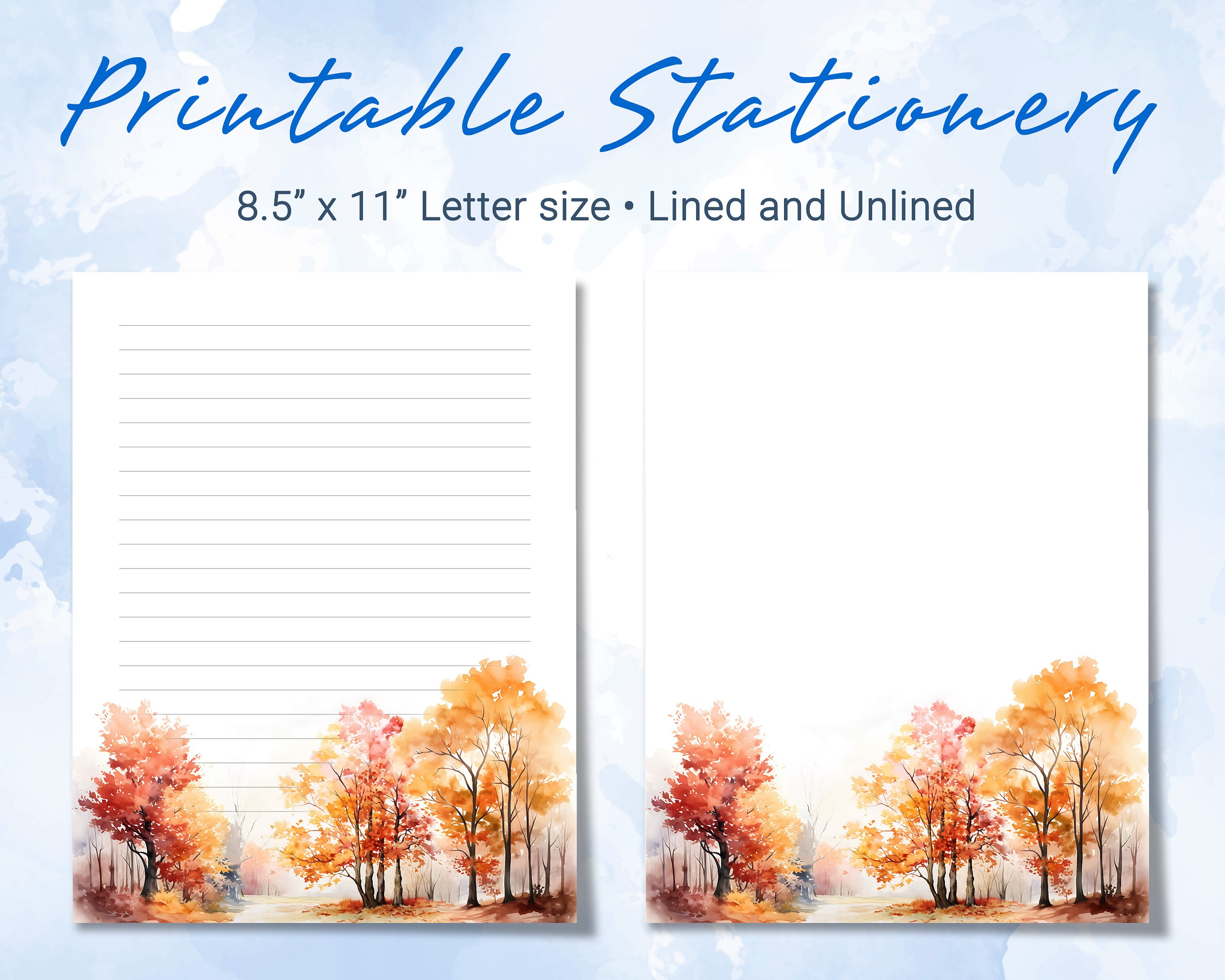 Autumn Printable Stationery, Printable Writing Paper With Road ...