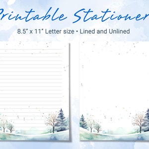 Printable Stationery Paper With Winter Background, Printable Writing ...