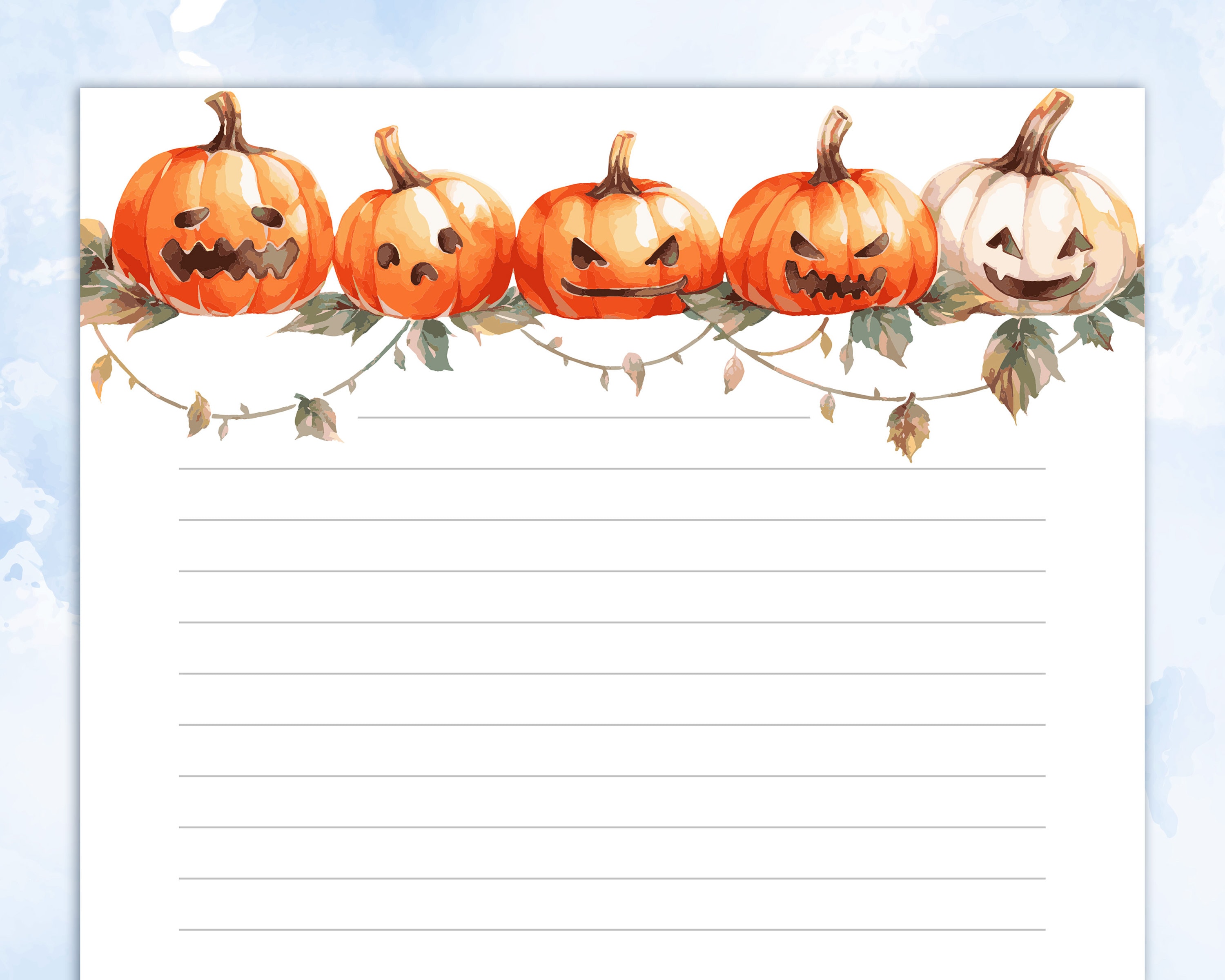 Halloween Printable Stationery, Printable Writing Paper With Autumn ...