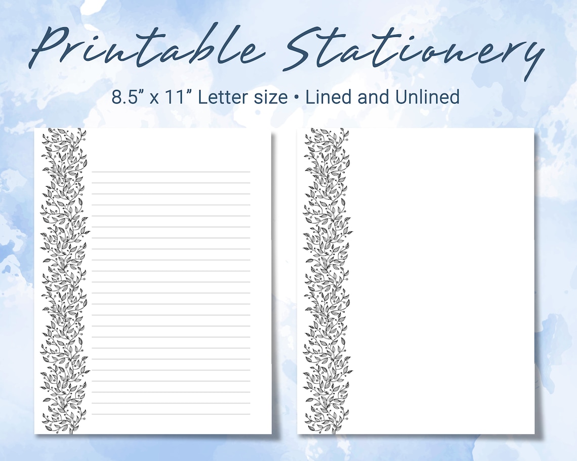 Black & White Printable Stationery Lined Paper, Printable Writing Paper ...