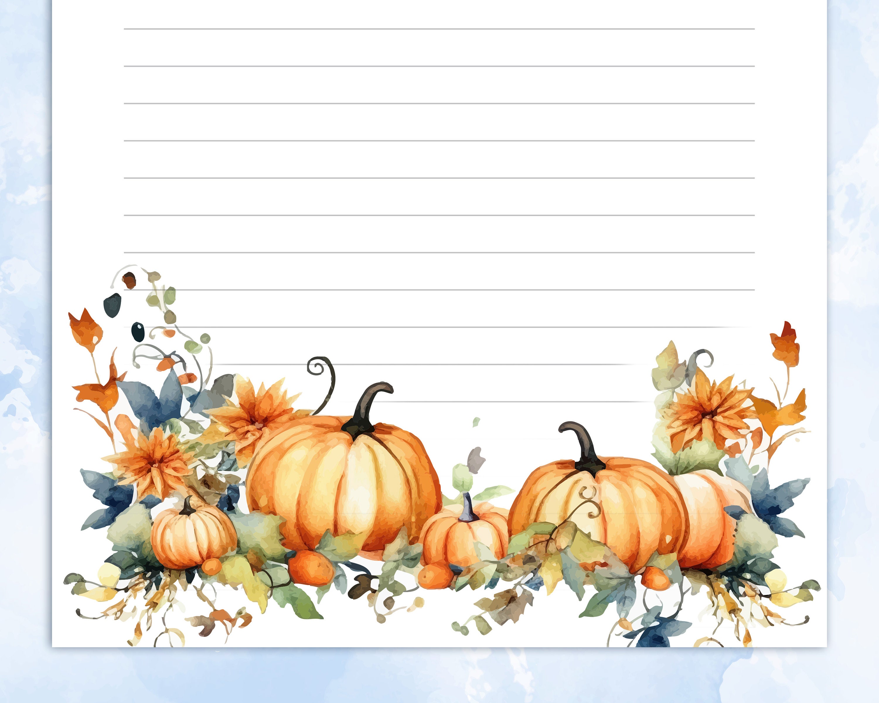 Pumpkin Printable Stationery, Printable Writing Paper With Pumpkin ...