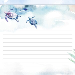Sea Turtle Printable Stationery: Lined Writing Paper (digital Download ...