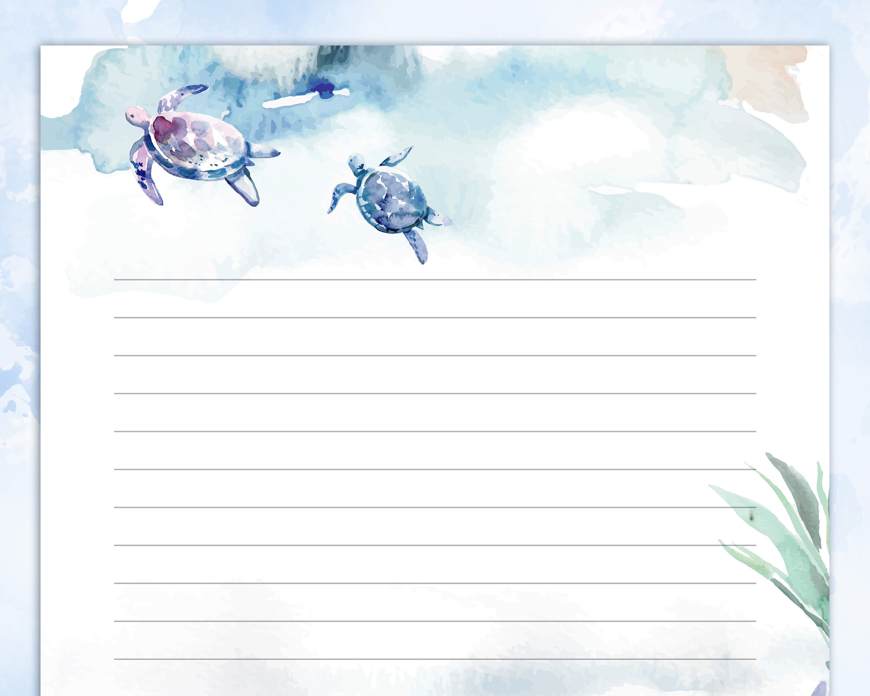 Printable Stationery Lined Paper With Sea-inspired and Two - Etsy