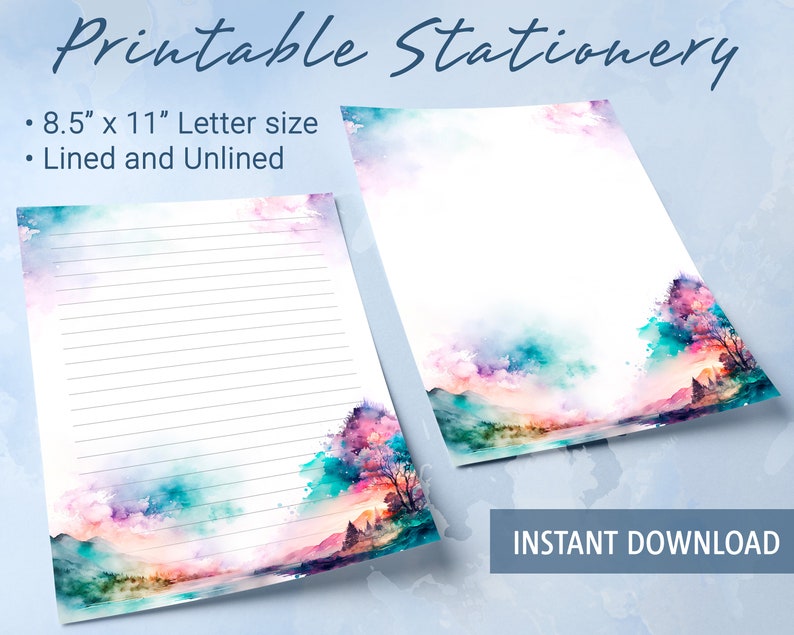 Printable Stationery Lined Paper With Magical Beautiful - Etsy
