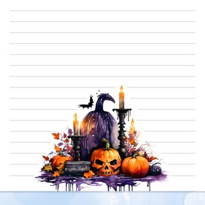 Halloween Printable Stationery, Printable Writing Paper With Watercolor ...