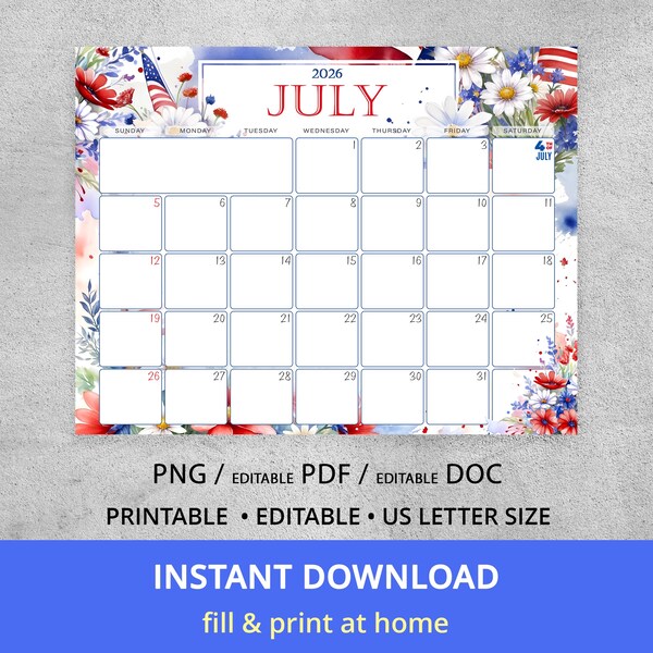 2026 Patriotic Calendars - Etsy