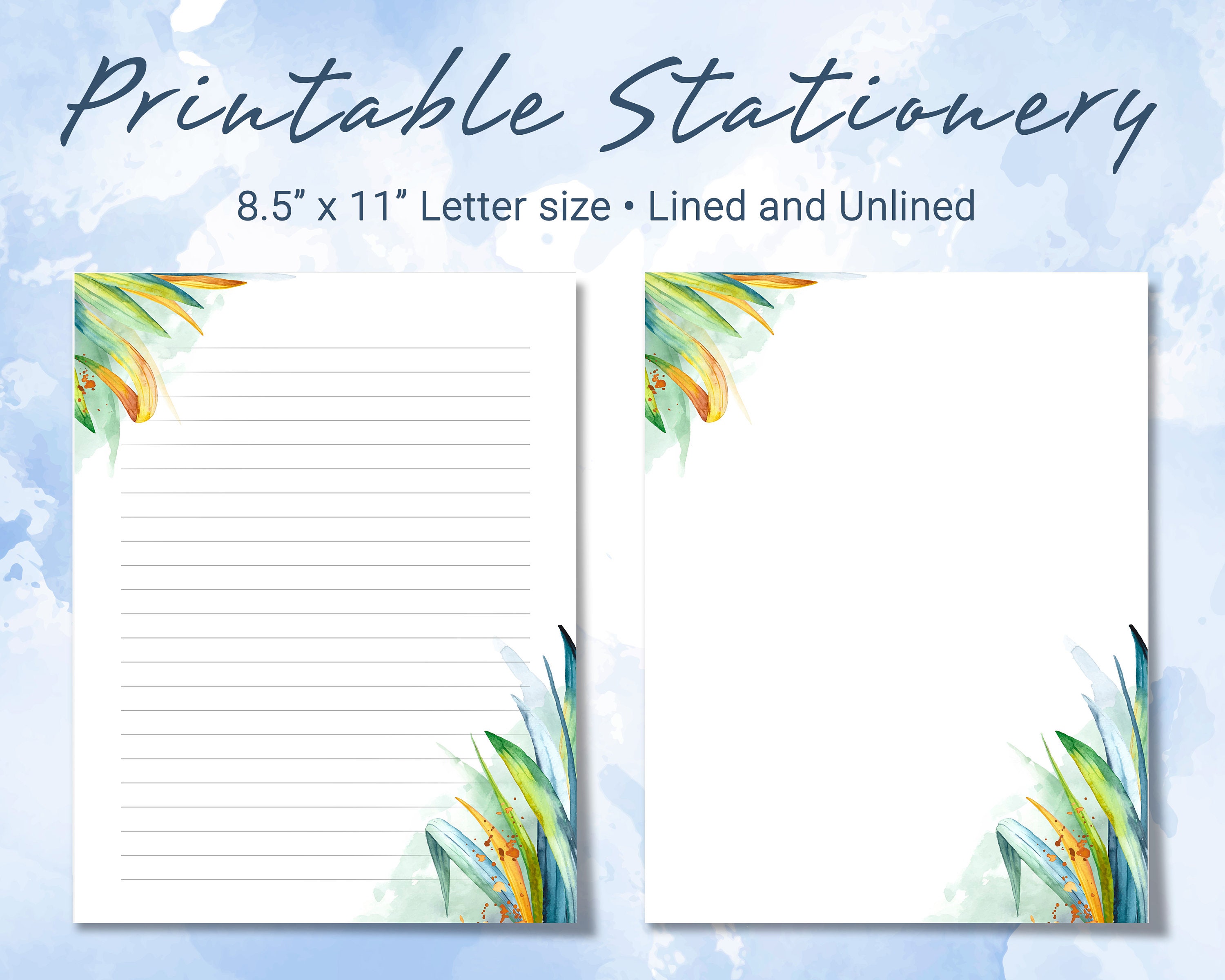 Printable Stationery Lined Paper With Nature Background, Printable ...