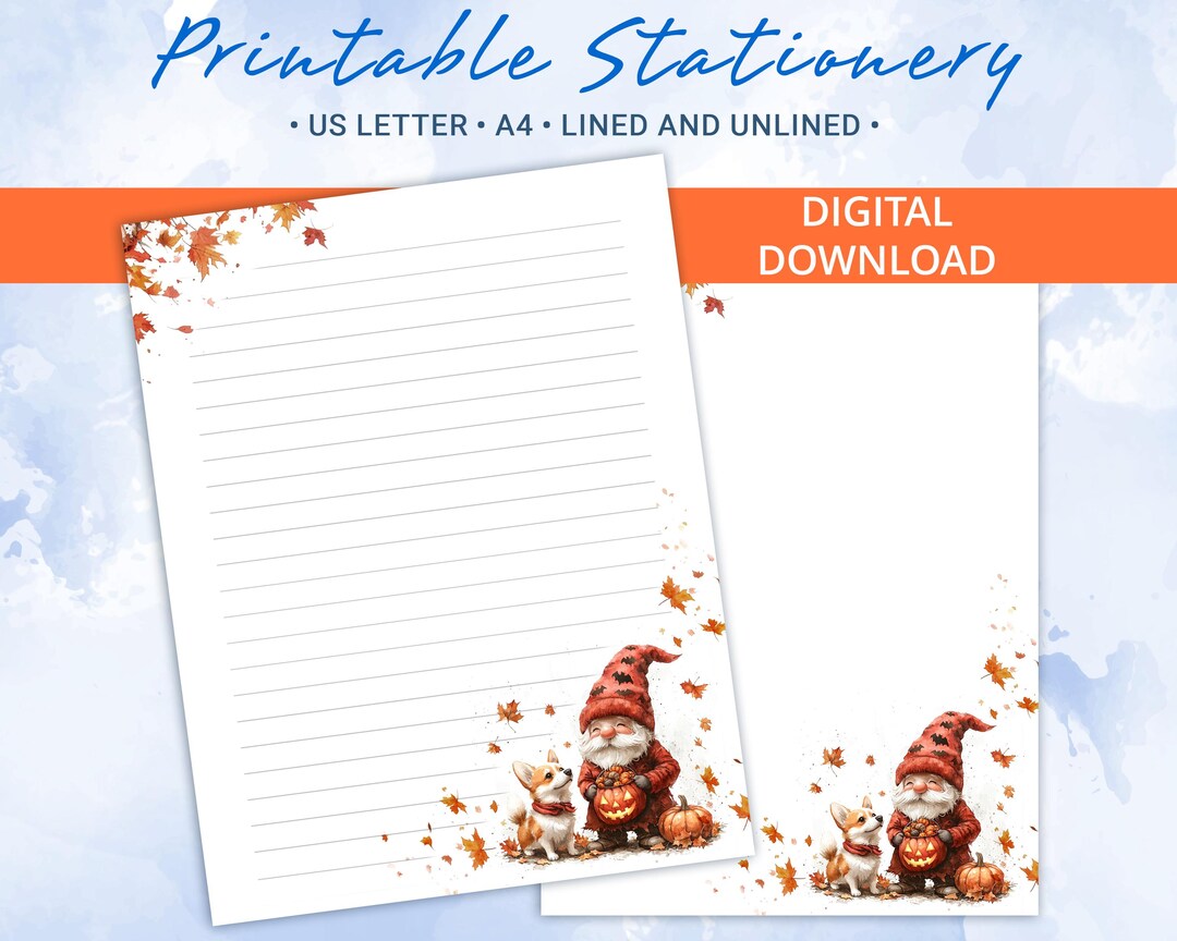 Printable Stationery Lined Paper, Halloween Letter Writing Paper With ...