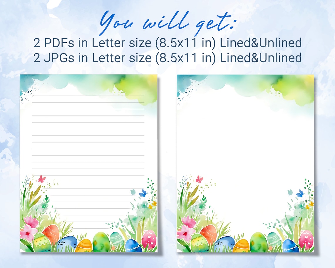 Printable Stationery Paper With an Easter Background, Happy Easter ...