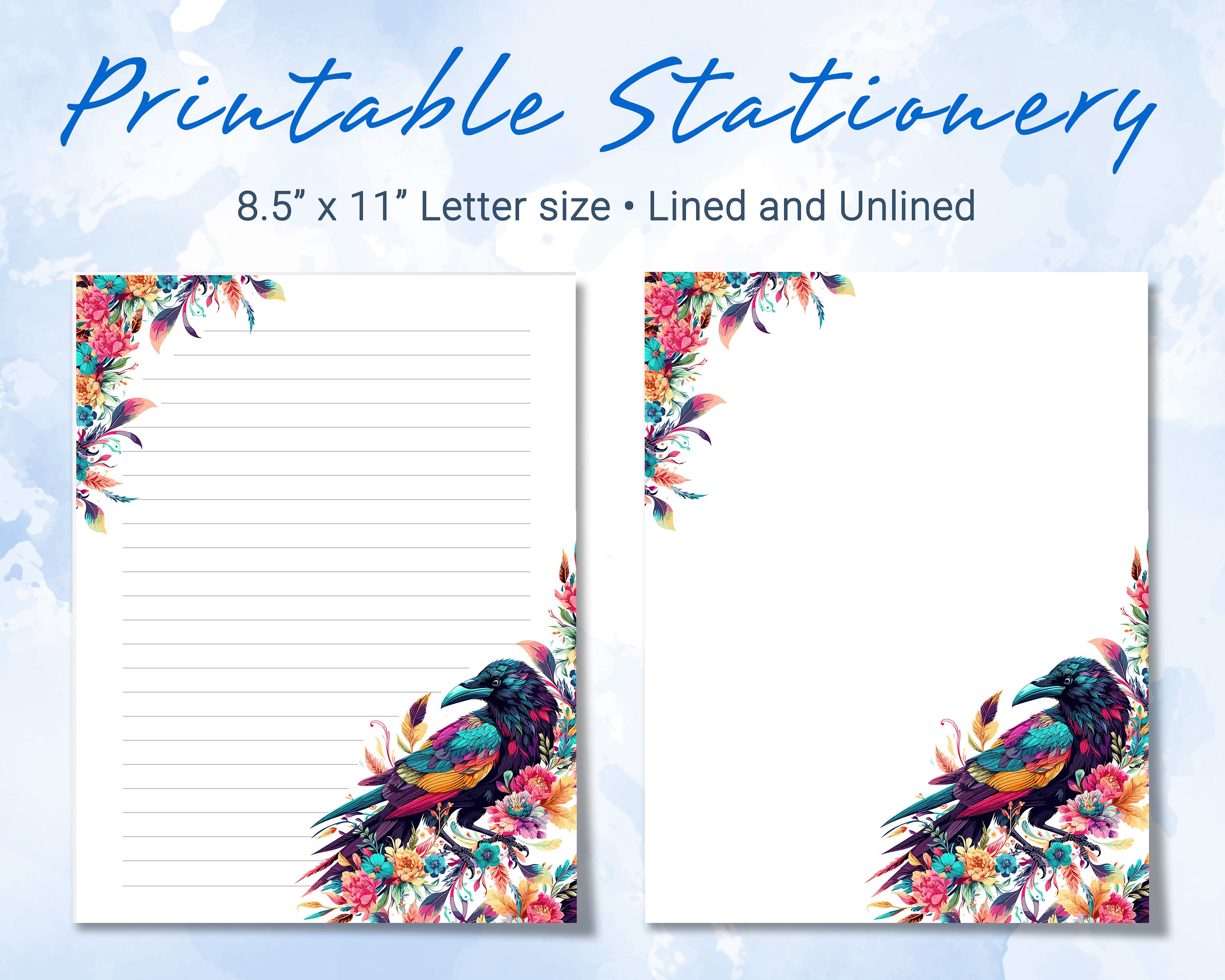 Printable Stationery Lined Paper Printable Writing Paper With - Etsy