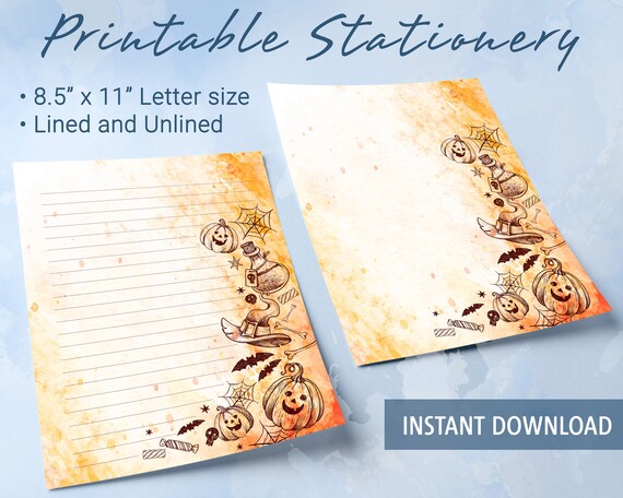 Halloween Printable Stationery Printable Writing Paper With - Etsy
