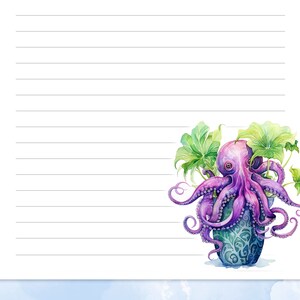 Printable Stationery Lined Paper, Printable Writing Paper With Octopus ...