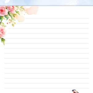 Printable Stationery Paper With Birdhouses and Birds, Spring Printable ...