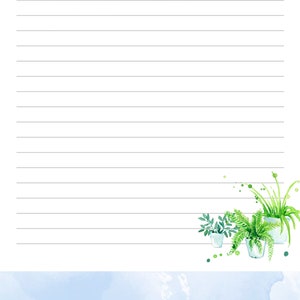 Printable Stationary, Indoor Plant Printable Writing Paper, Botanical ...