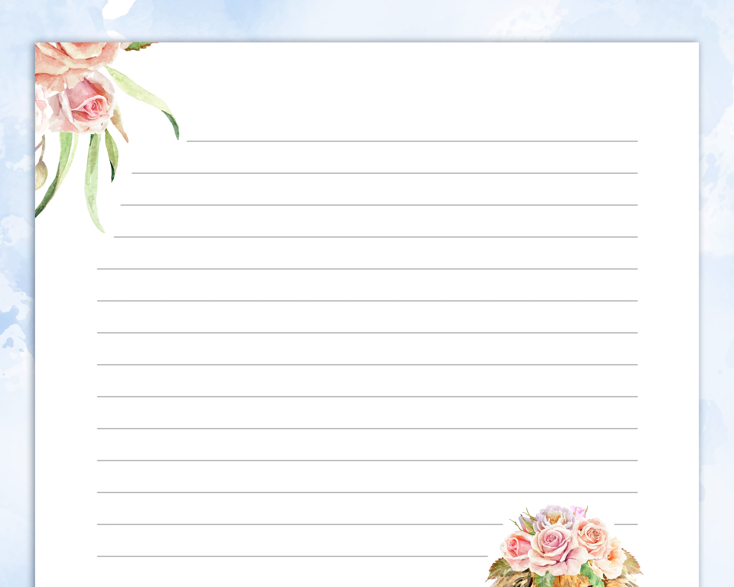 Printable Stationery, Printable Writing Paper With Watercolor Rabbit ...