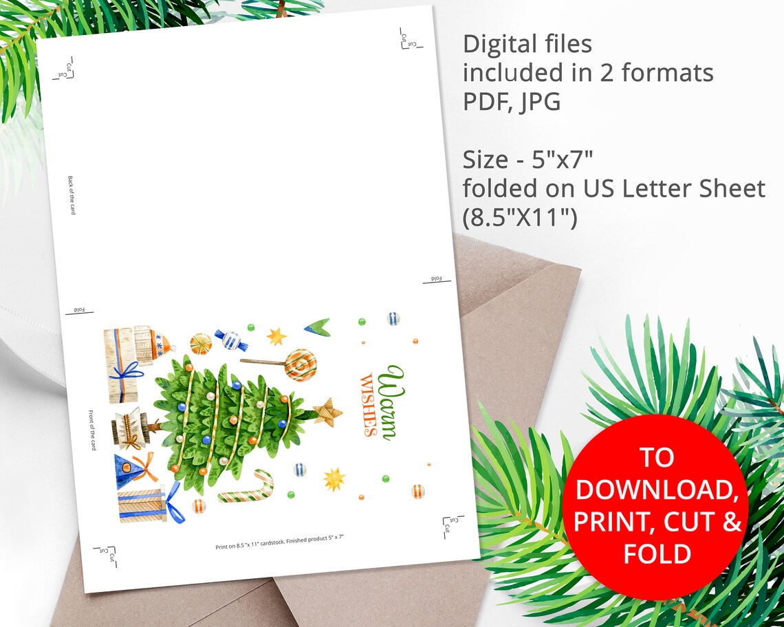 Merry Christmas Printable Card Christmas Card With Christmas - Etsy