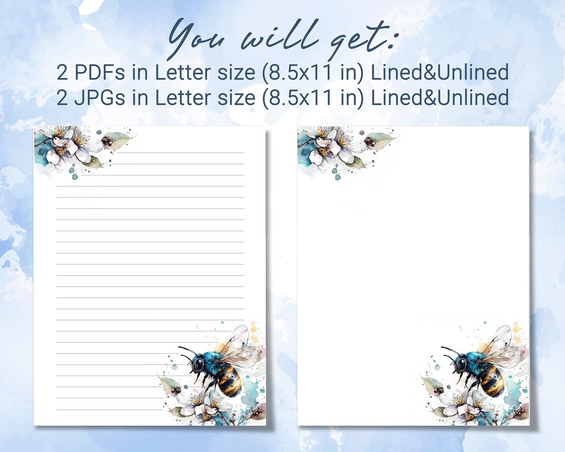 Floral Printable Stationery, Printable Writing Paper With Watercolor ...