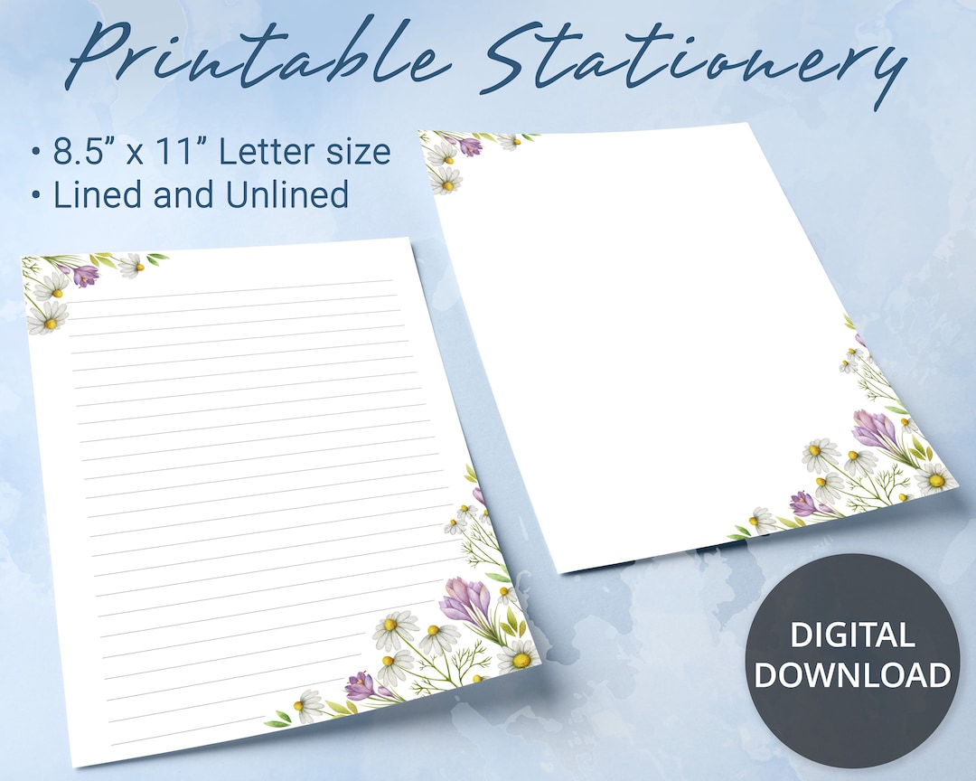 Floral Printable Stationery, Printable Writing Paper With Chamomile ...