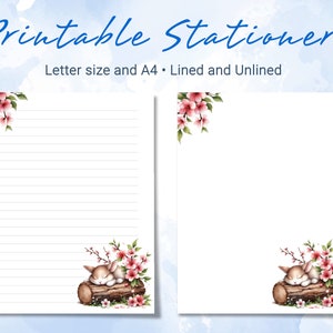 Printable Stationery Paper With Rabbit Cute Sleeping on Timber ...