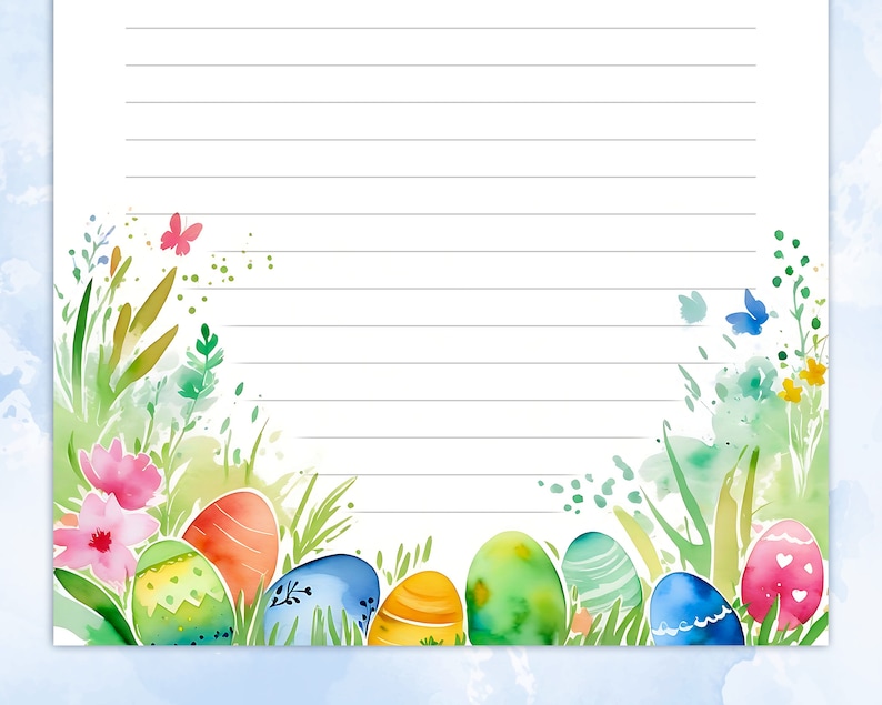 Printable Stationery Paper With an Easter Background, Happy Easter ...